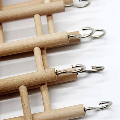 Natural Wood Bird Swing Toy With Bells For Parrot Budgie