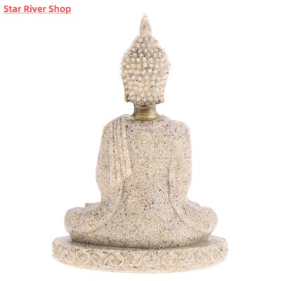 MagiDeal The   Sandstone Meditation Buddha Statue Sculpture