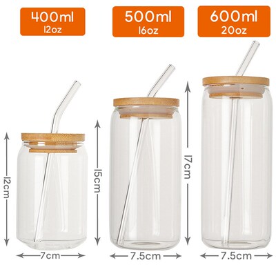 Glass cola cup with straw, can, water cup 16oz