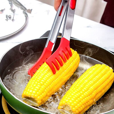 4 in1 Stainless Steel Kitchen Food Tongs Set Buffet Silicone