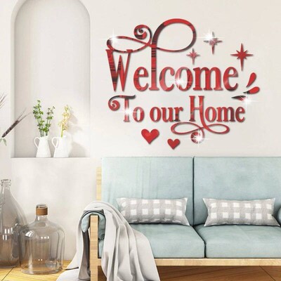 Wall Stickers Welcome to Our Home Letter Signs DIY Mirror Wa