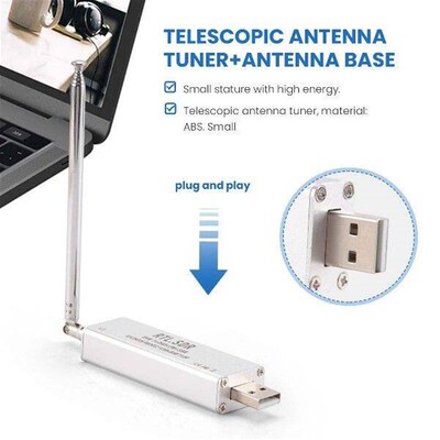 RTL-SDR R820T2 V3 RTL2832U Tuner + Telescopic Antenna Tuner
