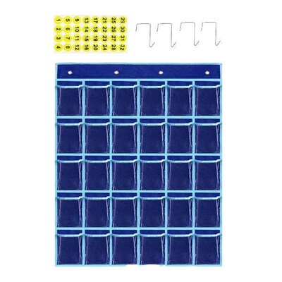 Numbered Classroom Pocket Chart 30 Pockets with Hooks
