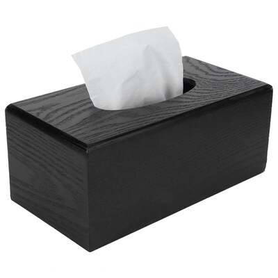 Black Wooden Tissue Box Napkin Case Elegant Style Tissue Hol