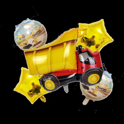 1 Set Of Tractor Fire Truck Loader Forklift Balloons Happy12