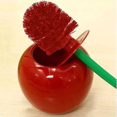 1pc Red Toilet Brush Creative Lovely Cherry Shape Lavatory T