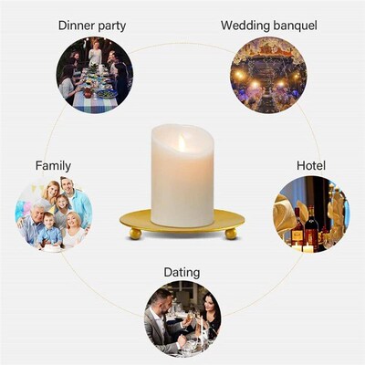 Iron Plate Candle Holder Pillar Art Decorative Pedestal For