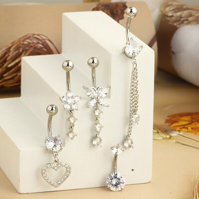 E-commerce Best Selling Heart-shaped Belly Button Ring With