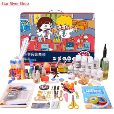 60/108/158pcs Kids DIY Science Experiments Set with Lab Coat