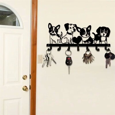 Delightfully Adorable 1 Pc Whimsical Dog Themed Metal Wall H