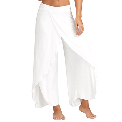 Women Plus Size Wide Leg Pants Loose Fitness Dance Yoga Spli