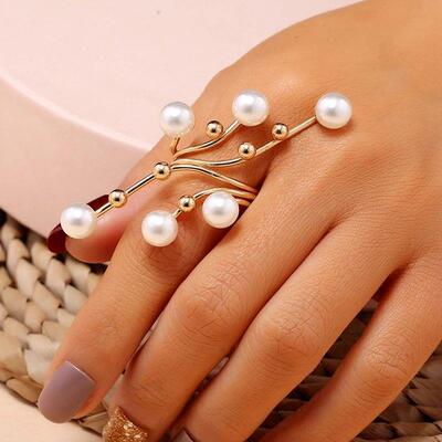1PC New Elegant Exaggeration Double Layer Large Pearl Rings