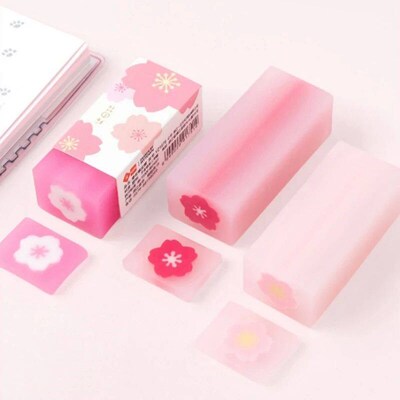 3pcs Cherry Blossoms Rubber Erasers Pink Lovely Sakura Petal
