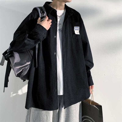 Waffles Shirt Mens New Long-sleeved Shirt Boys Spring and A