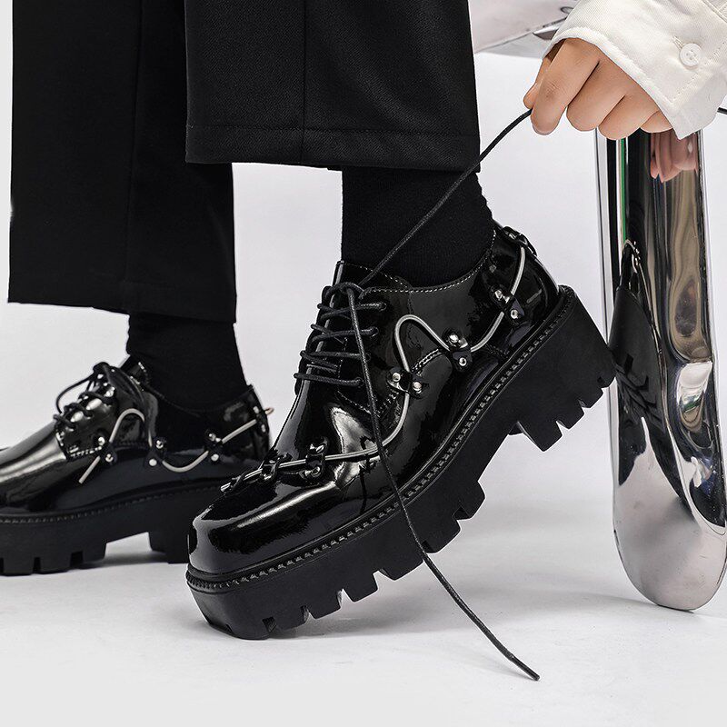 2023 New Black Brogue Shoes Men Classic Platform Oxford Dres