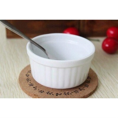 set of 5 White ceramic ramekin baking bowl pudding bowl cup