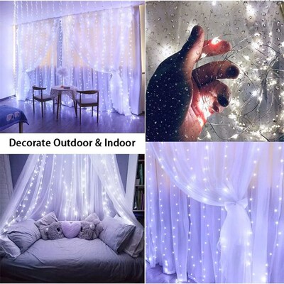 Christmas Lights LED Fairy String Curtain Lights 8 Mode Remo