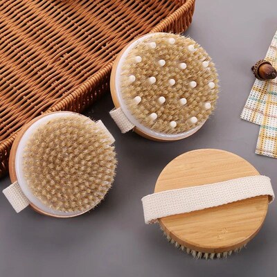 Dry Skin Wood Body Brush Exfoliation Natural Bristle Back Br