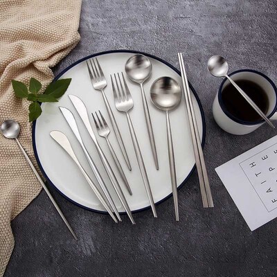 Cutlery Set Chinese Korean Chopsticks Sticks Fork Spoon
