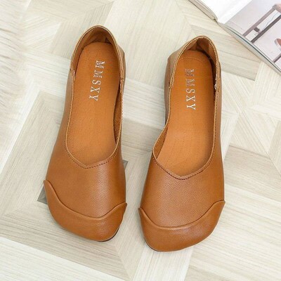 Leather Flat Shoes Woman Handmade Leather Loafers Flexible a
