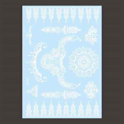 White Lace Tattoo Sticker Waterproof Henna Finger Mandala Pa