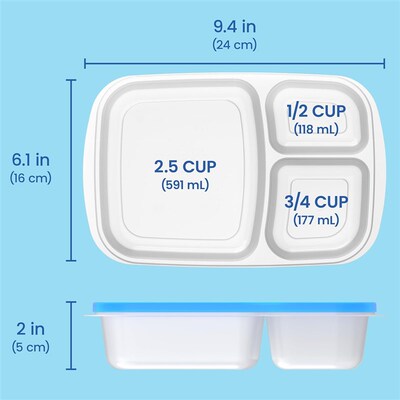 Bento Lunch Boxes Food Containers Stackable 3-Compartment