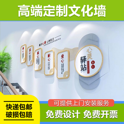 心理咨询室文化墙贴定制设计装饰儿童心灵健康辅导室布置墙面背景