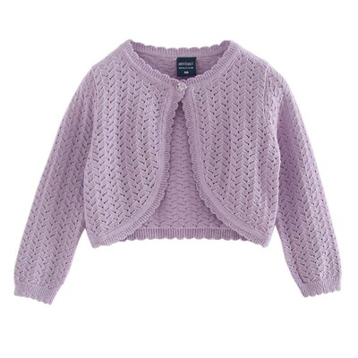 Korean Style Hollow Girls One-button Shawl Long-sleeved Coat