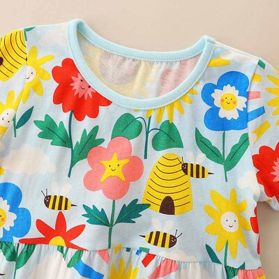 Lattice Childrens Dress Summer Girl Dress Knitted Cotton Ca