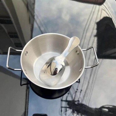 Korean-style stainless steel bowl with double handles, suita