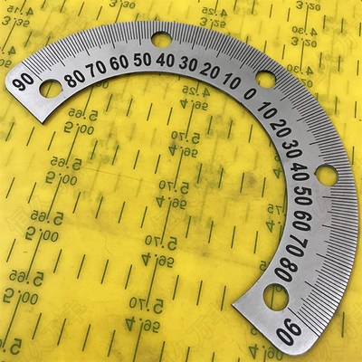 中分半圆刻度盘分度测量尺带孔量角器185x0x2 D0直销恒久万丰