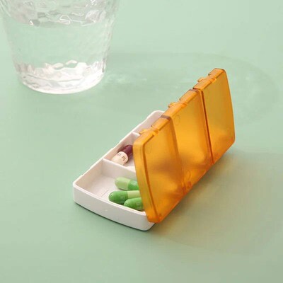 1PC Sealed 3 Grids Medicine Box Portable Health Care Storage