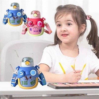 Kids Water Bottle With Straw Thermal Drinking Bottle Straw