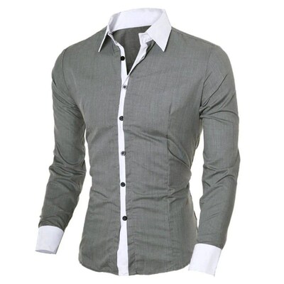 Mens Shirts Fashion Personality Mens Casual Slim Long-sleev