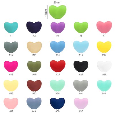 Cute-Idea 10pcs Heart  Silicone Beads Teether Chewable Teeth