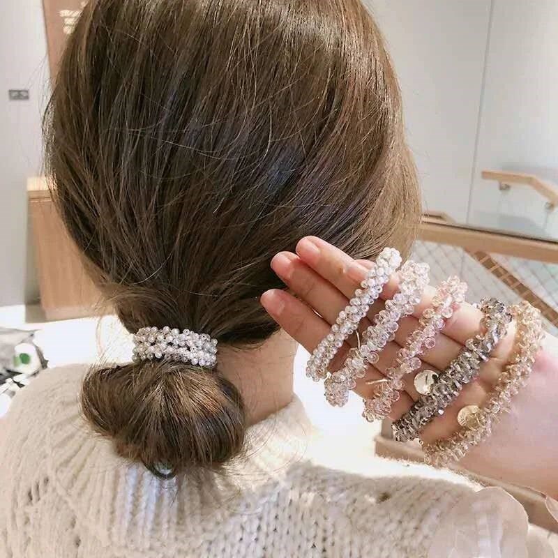Pearl Multicolor Beads Hair Tie Lady Elastic Hair Rope Simpl