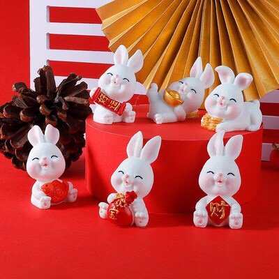 Mini Chinese New Year The Rabbit Zodiac Resin Small Bunny Ka