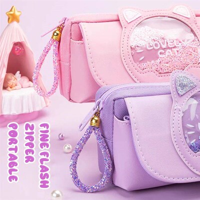 Kawaii Quicksand Pencil Case Large Capacity Multifunctional