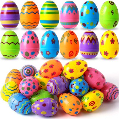 72 PCs Plastic Printed Bright Easter Eggs 2.3 Easter Hunt
