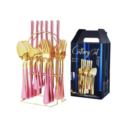 Western stainless steel tableware 24pcs knife fork and spoon