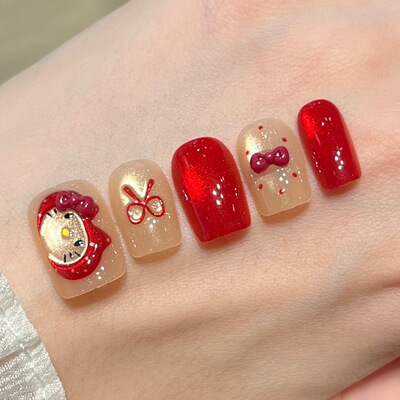 慕诗冉小红帽KT穿戴甲显白蝴蝶结