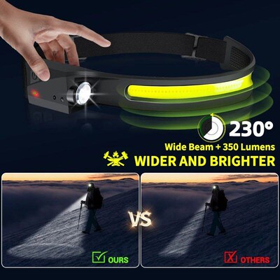 1~20Pack Headlamp USB Rechargeable LED Sensor Flashlight XPE