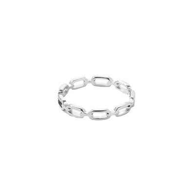 Laser Cut Titanium Steel Chain Ring Women Ins Distinctive Sq
