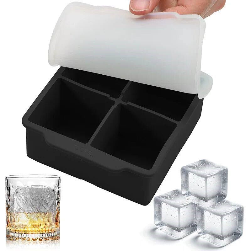 Silicone Large Ice Molds 2 Inch Big Ice Cube Trays with Remo