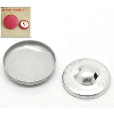 100 Sets Aluminum Tone Backs Cover Metal Buttons 21mmx21mm(7