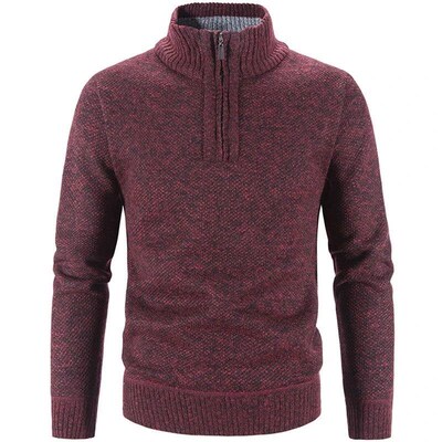 Winter Mens Fleece Thicker Sweater Half Zipper Turtleneck W