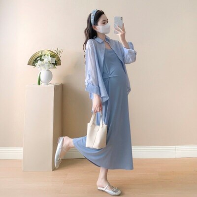 Two-piece Korean Belly-vering Suspender Skirt Thin Versatile
