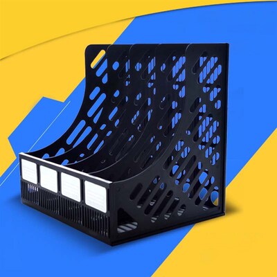 4 Sections Mesh Files Shelf Desktop File Rack Paper Book Hol