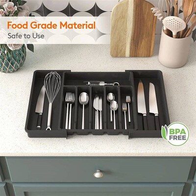 Silverware Drawer Organizer Expandable Utensil Tray for Kitc