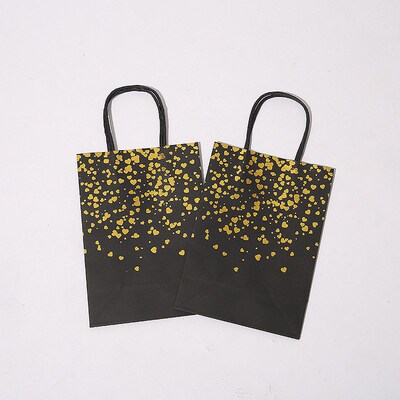 5pcs Kraft Paper Bags Bronzing Love Carry Paper Bag Birthday